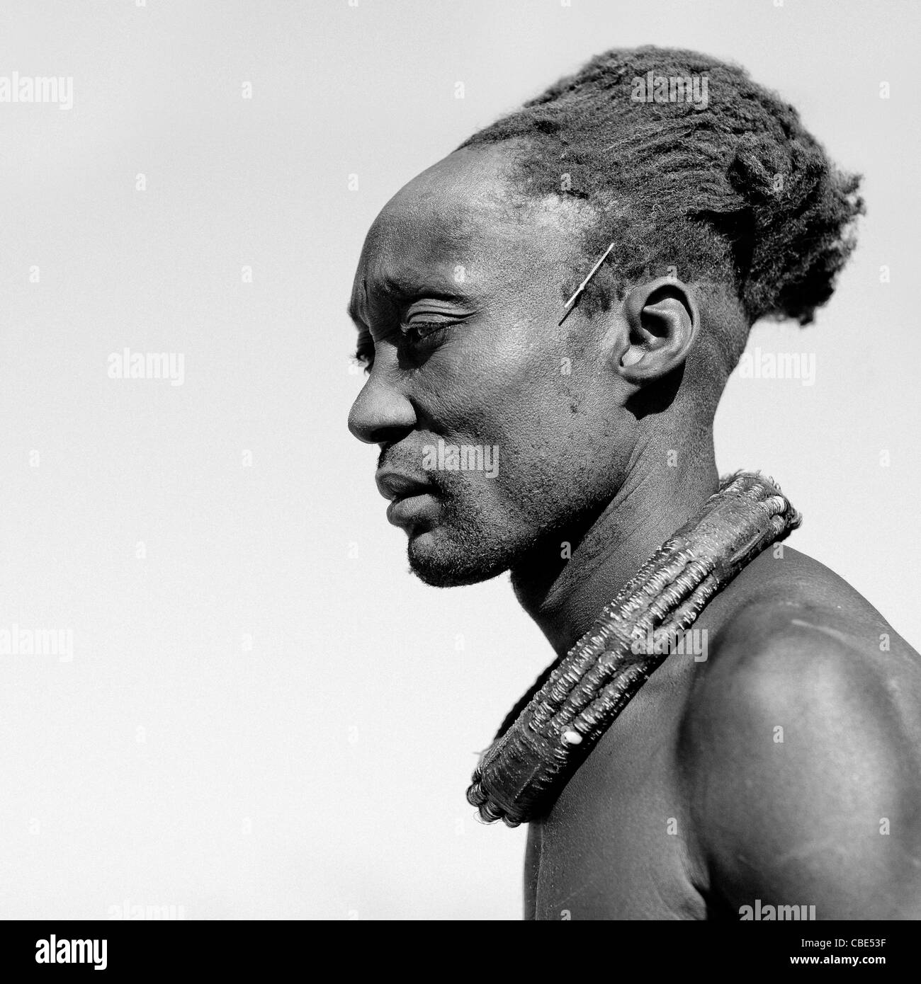 Himba Man With Traditional Hairstyle And Copper Necklace, Angola Stock ...