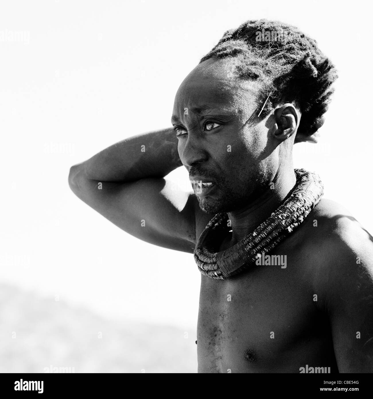 Himba Man With Traditional Hairstyle And Copper Necklace, Angola Stock ...