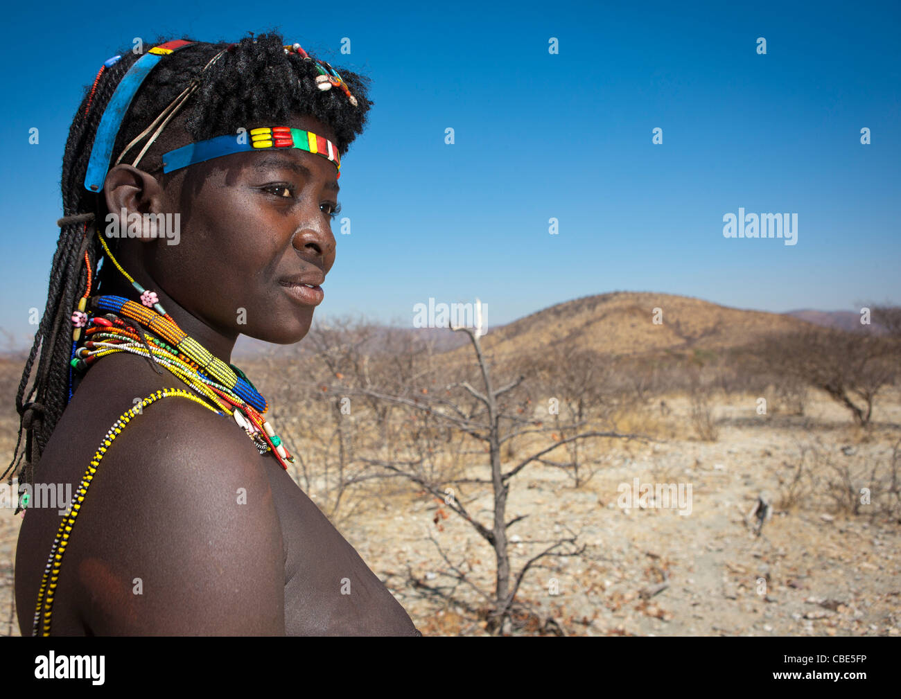Mucawana Girl Wearing Traditional Ornaments, Angola Stock Photo - Alamy