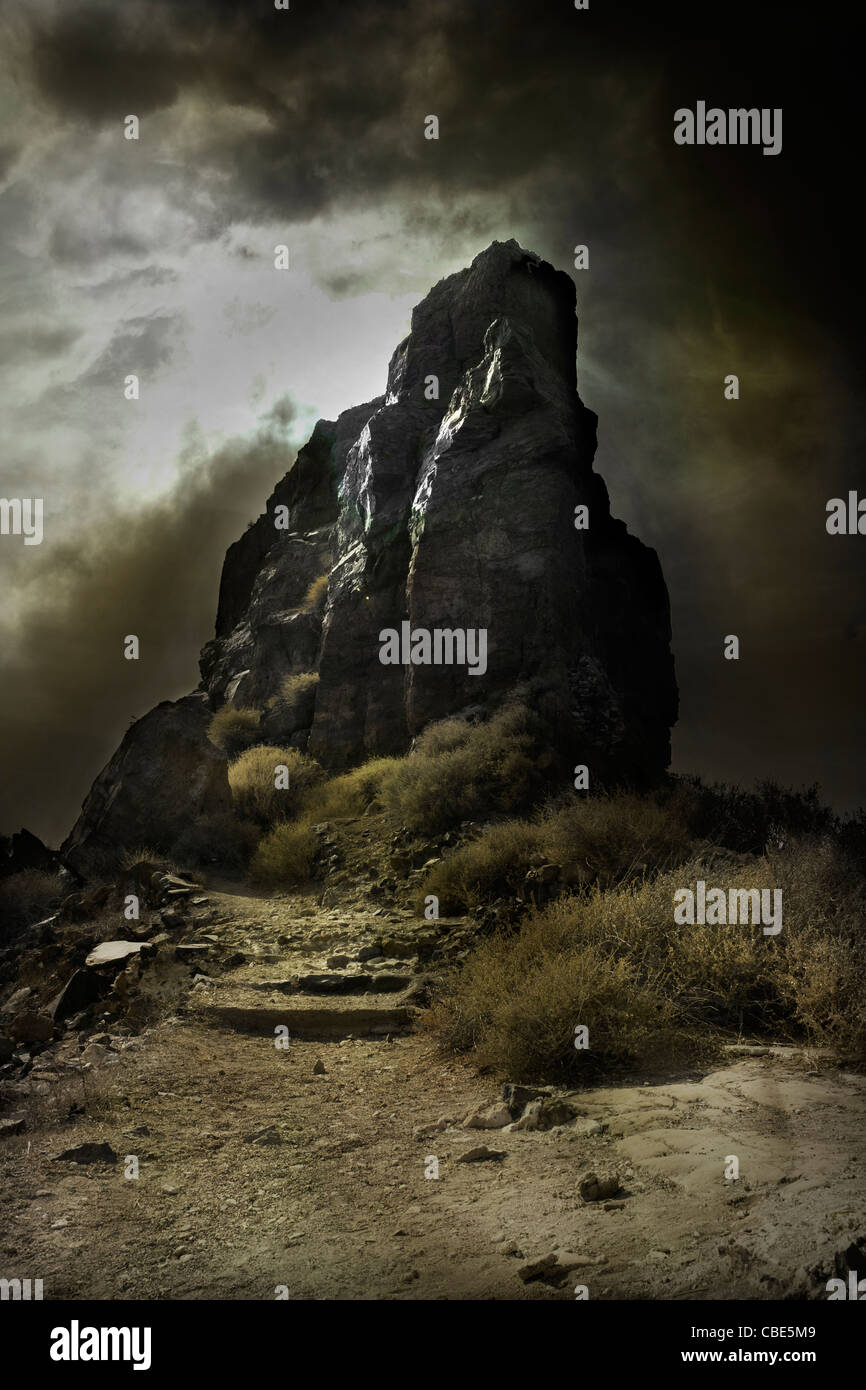 Large Imposing Rock In Skaros, Greece Stock Photo - Alamy