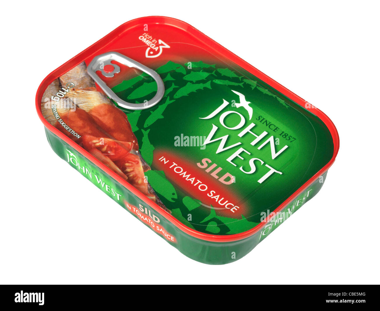 Branded Packaging Of John West Sild Fish In Tomato Sauce Isolated ...