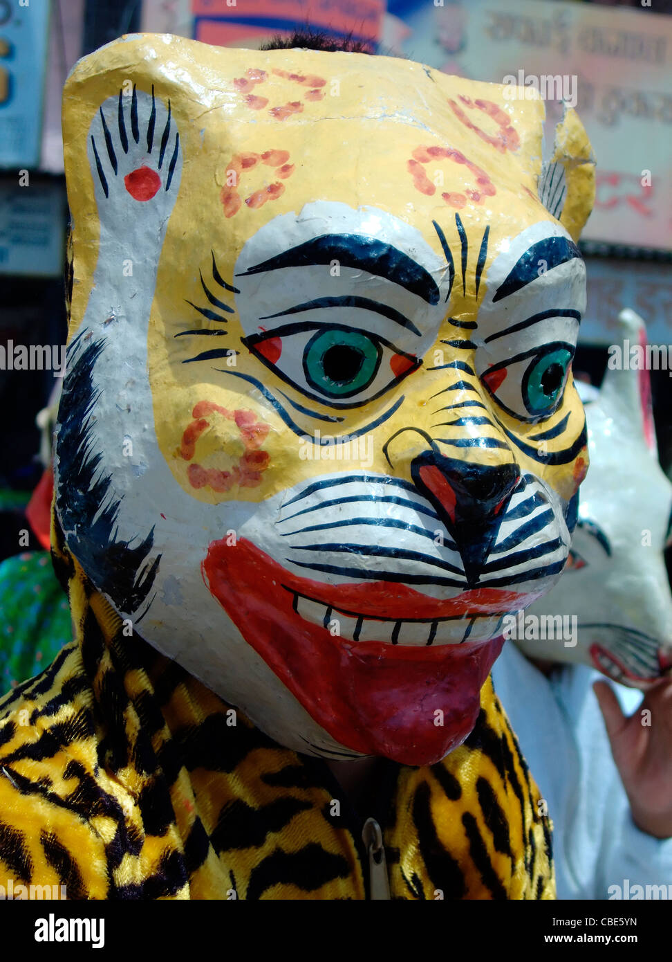 demon deamon tiger face mask painted beastly head Stock Photo - Alamy