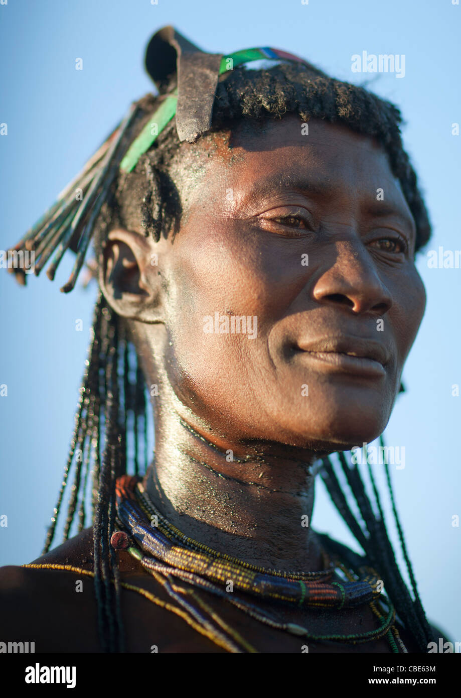 Mucawana Woman With Traditional Hairstyle, Village Of Oncocua, Angola ...