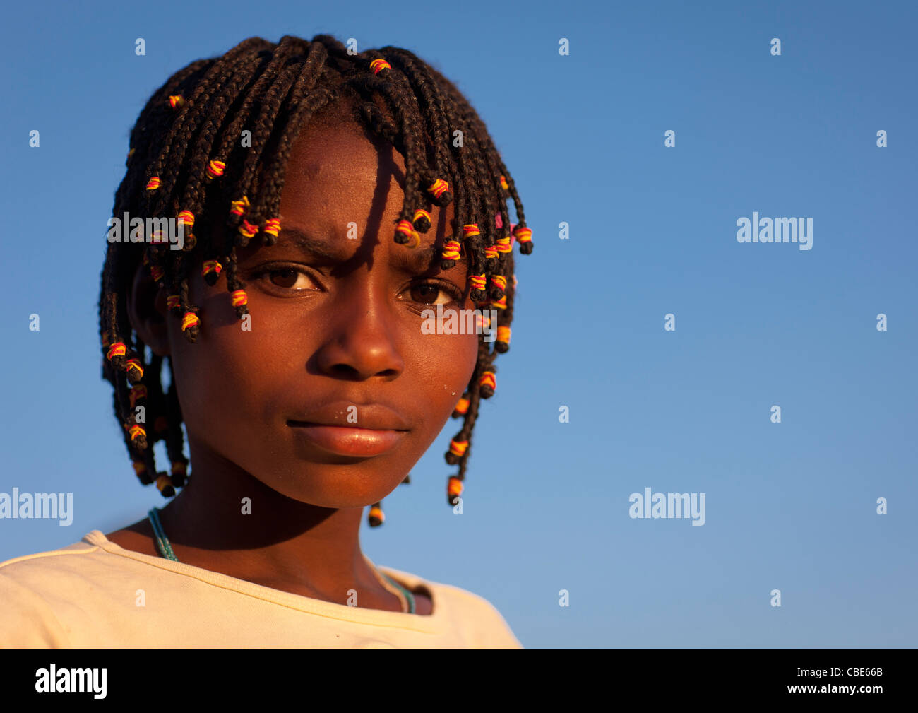 Mucawana Girl With Plaits, Village Of Oncocua, Angola Stock Photo - Alamy