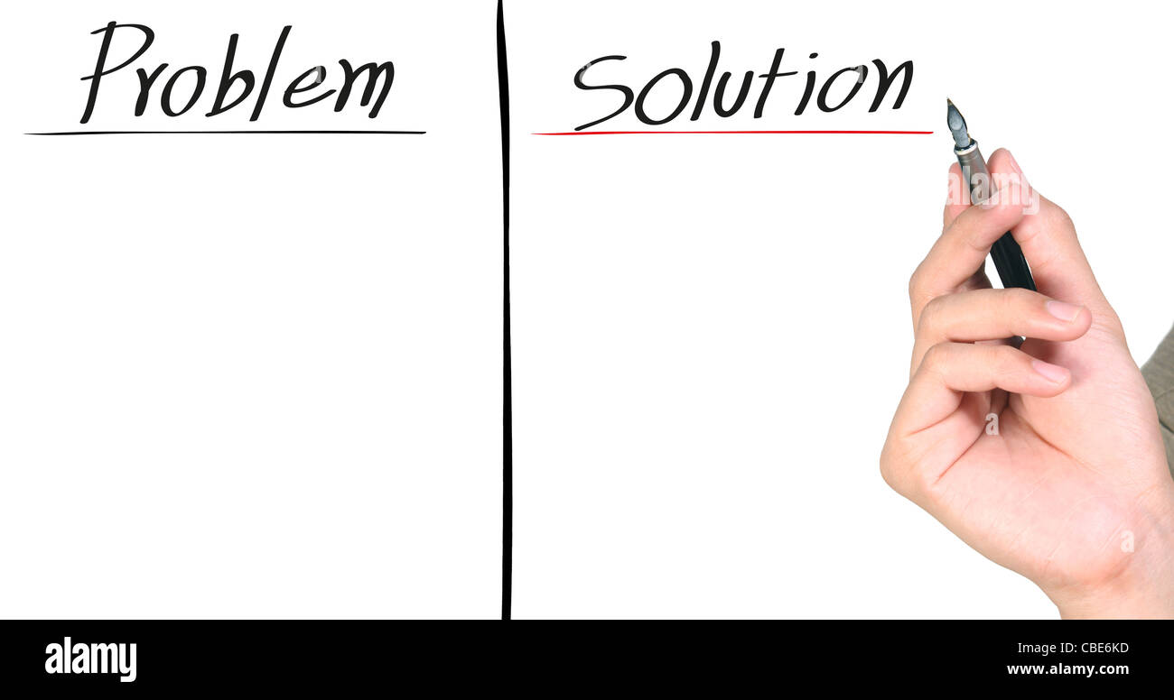 hand writing the solution isolated Stock Photo - Alamy