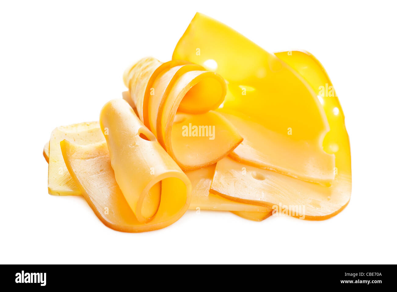 Sliced cheese isolated on white background Stock Photo - Alamy