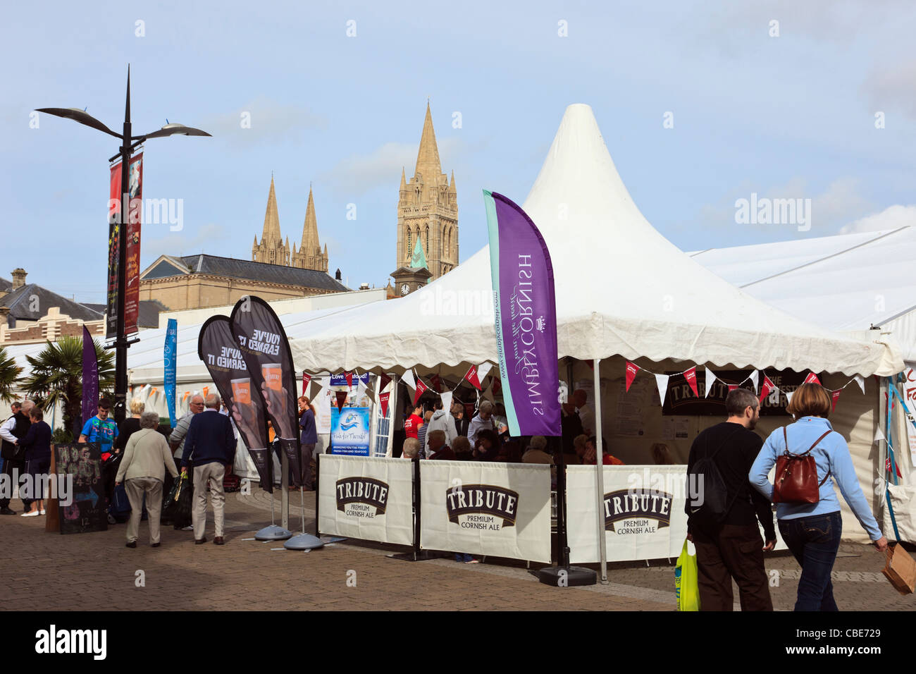 Beer tent by the Cornish food and drink festival marquee in Truro ...