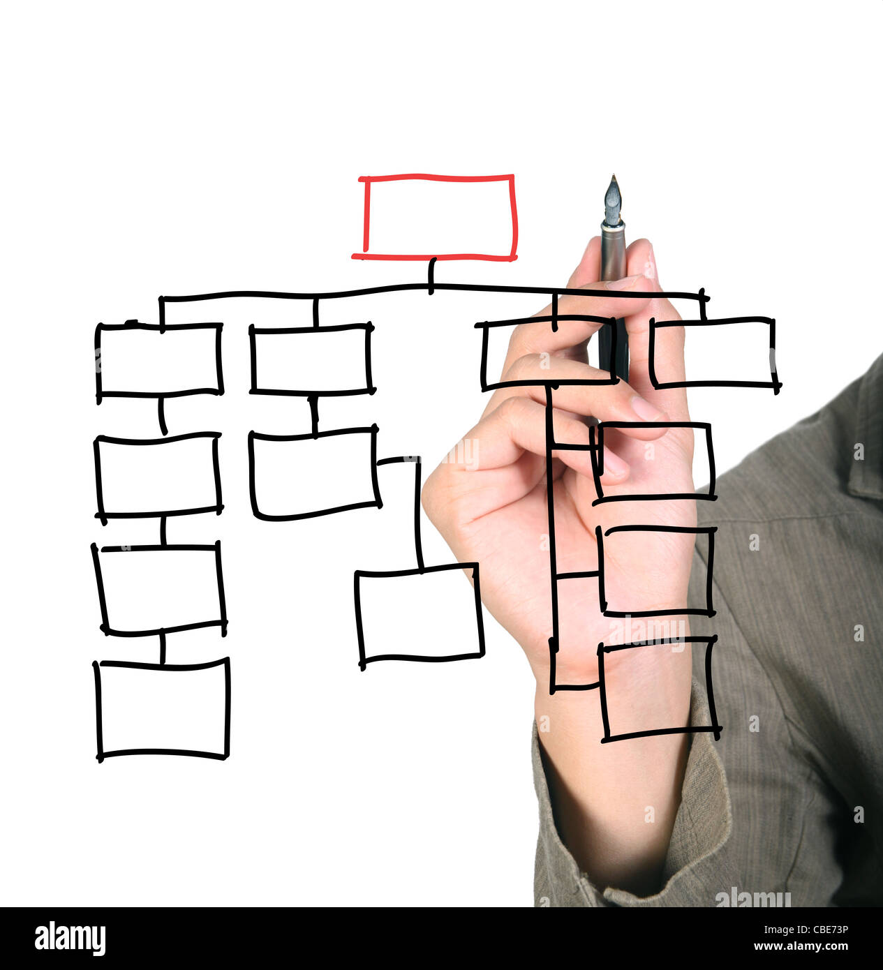 man drawing an organization chart Stock Photo - Alamy