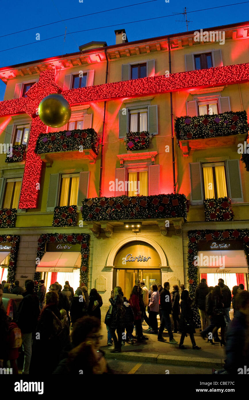 Cartier, Via Montenapoleone, Christmas time, Milan, Italy Stock Photo ...