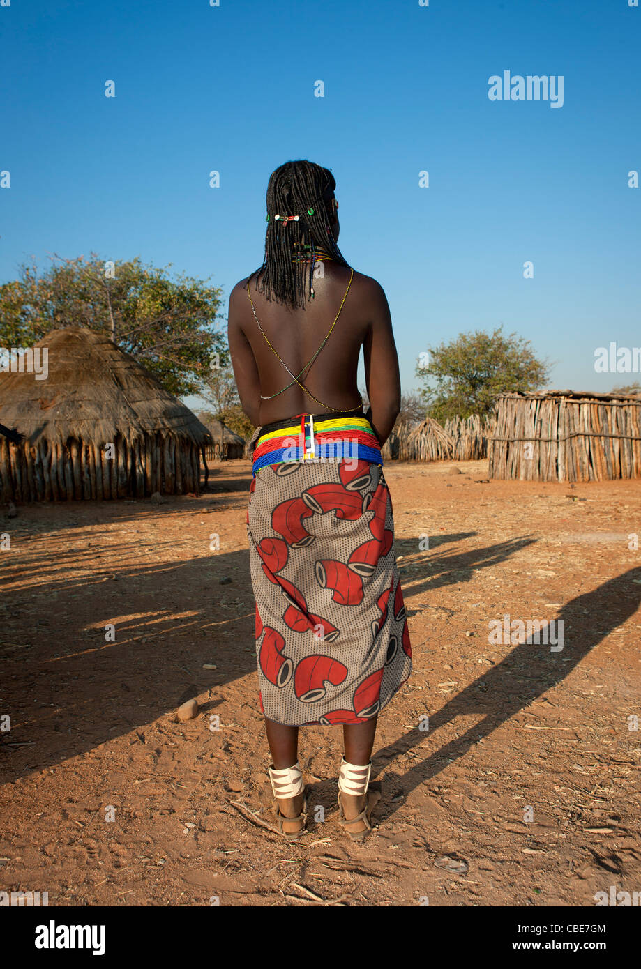 Mucawana Woman In The Village Of Mahine, Angola Stock Photo - Alamy