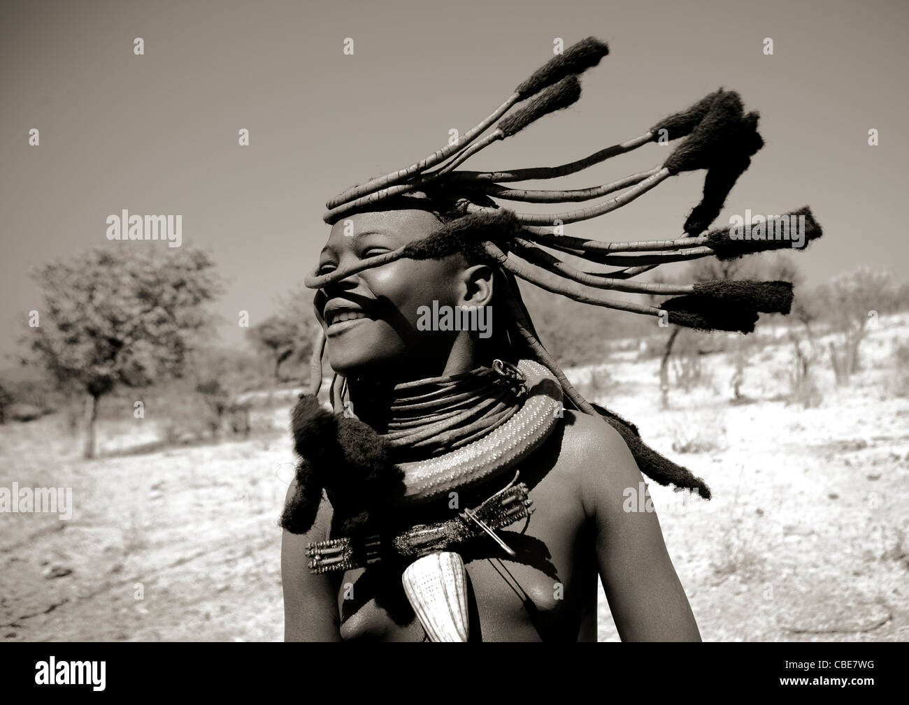 Himba Girl Called Manginete, Dancing, Village Of Hoba Haru, Angola ...