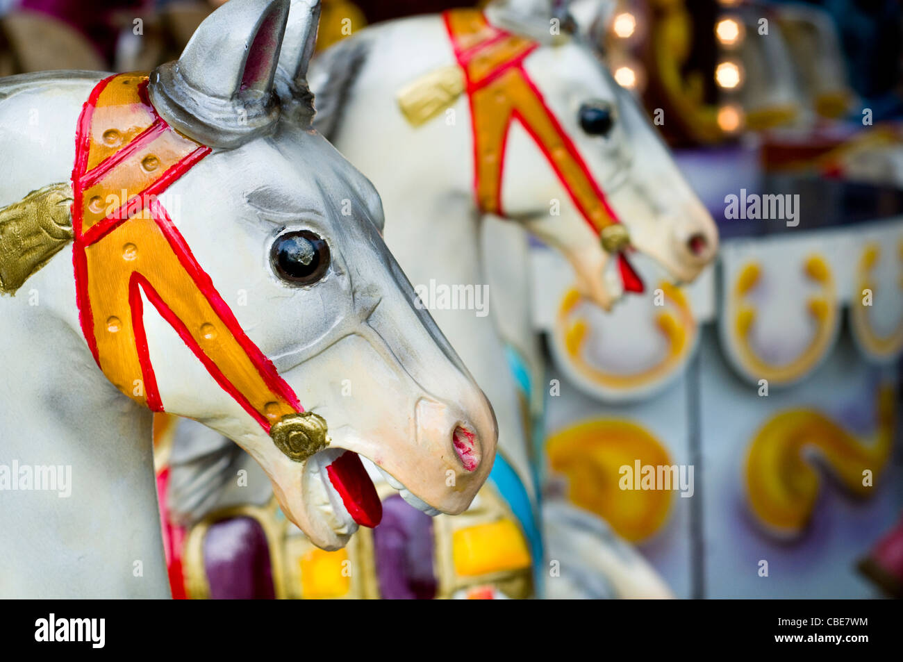 Detail of horses on a fairground carousel Stock Photo - Alamy