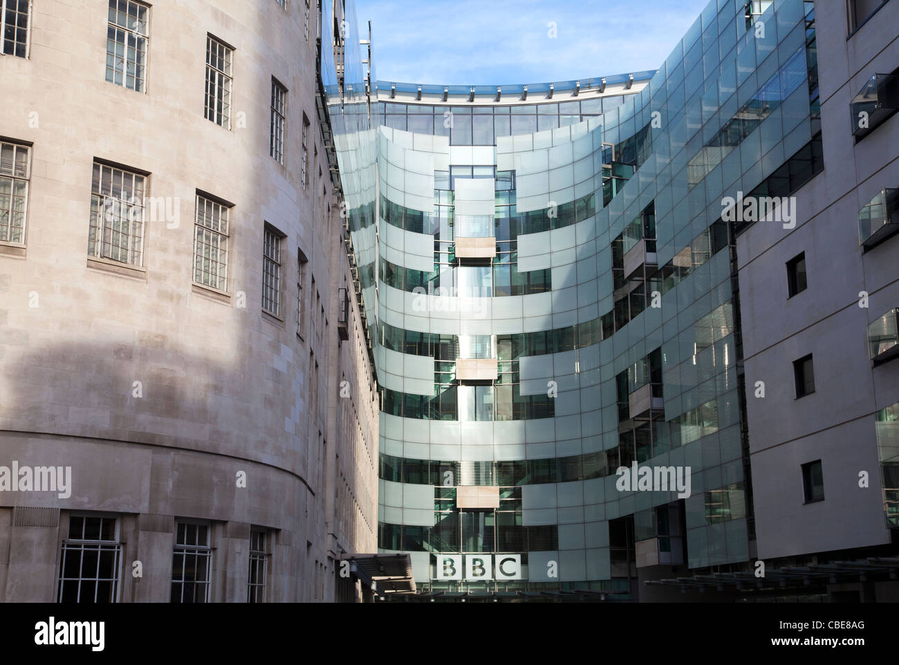 Modern section of Broadcasting House on Langham Place in London UK ...