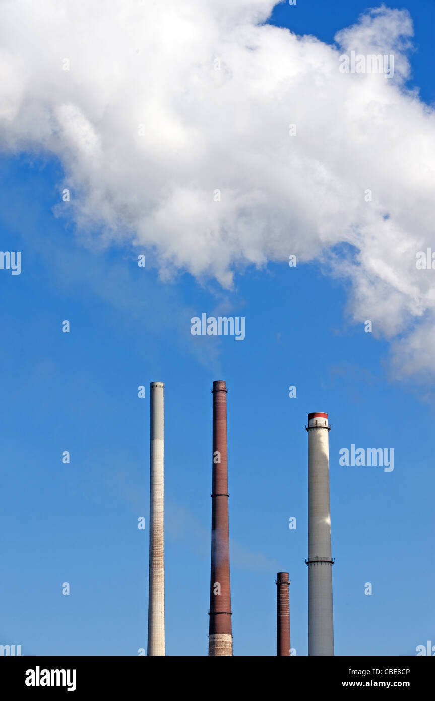Chimney stacks from a steel factory, Duisburg, Germany Stock Photo - Alamy