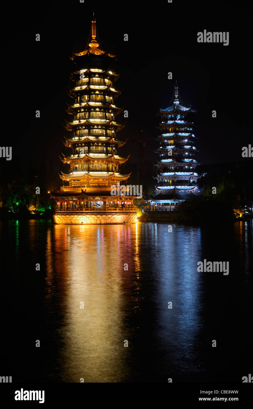 Sun and Moon Pagodas on Shanhu or Fir Lake in Riyue Shuangta Culture ...