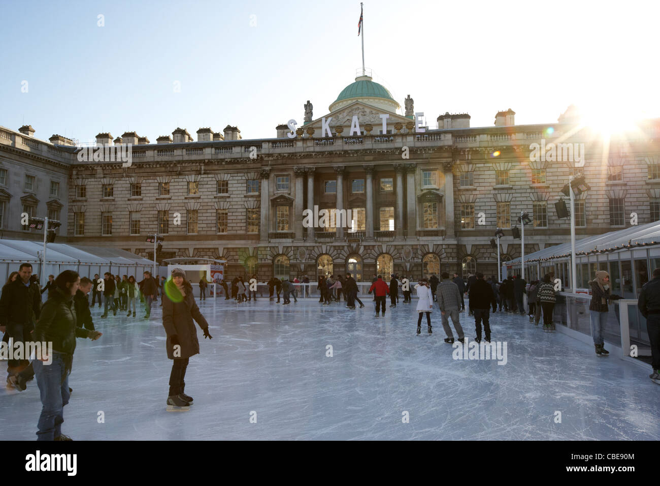 the temporary outdoor ice rink at somerset house london england united ...