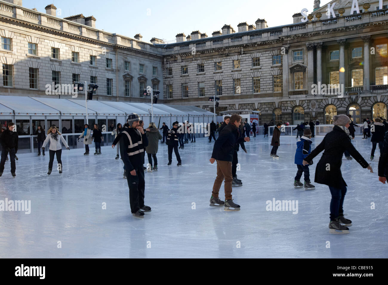 the temporary outdoor ice rink at somerset house london england united ...