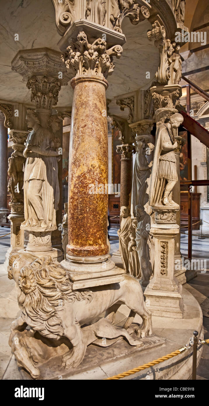 Detail of elaborately carved pulpit (1302-10) by Giovanni Pisano (c ...