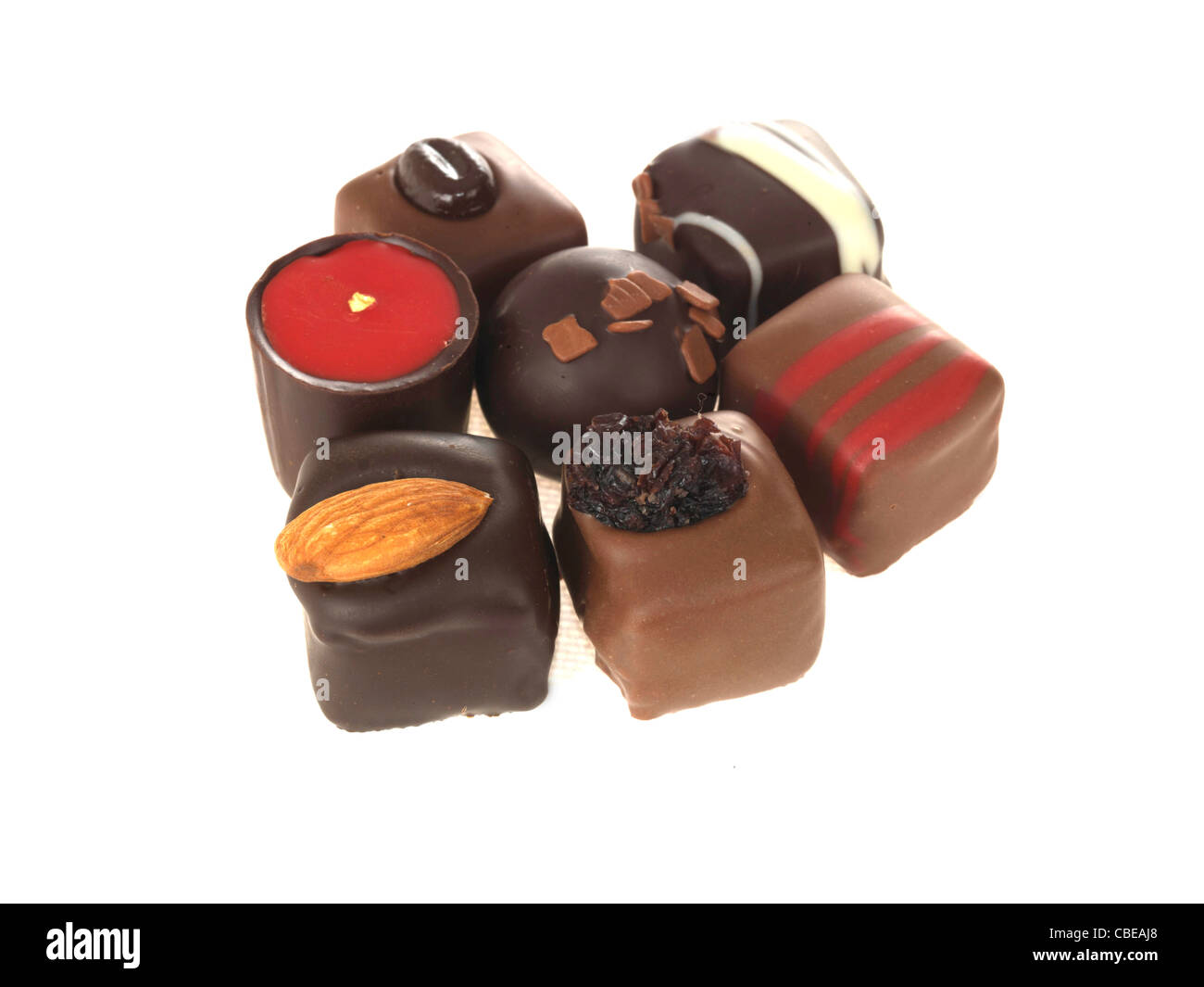 Selection Of Assorted Handmade Chocolates With Various Fillings No ...
