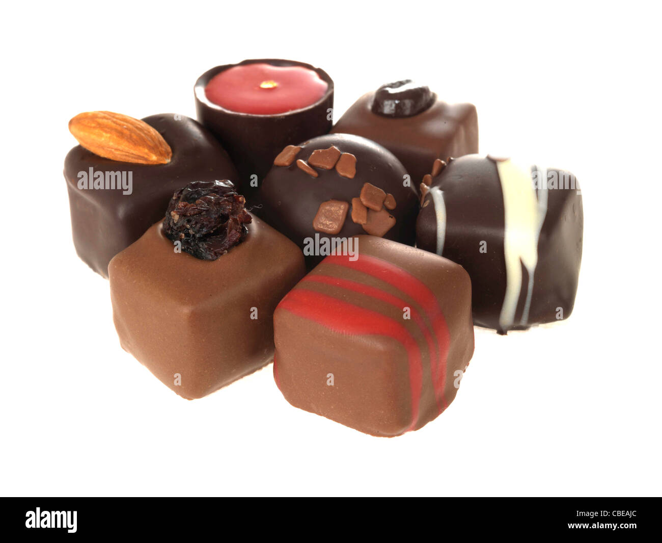 Selection Of Assorted Handmade Chocolates With Various Fillings No ...