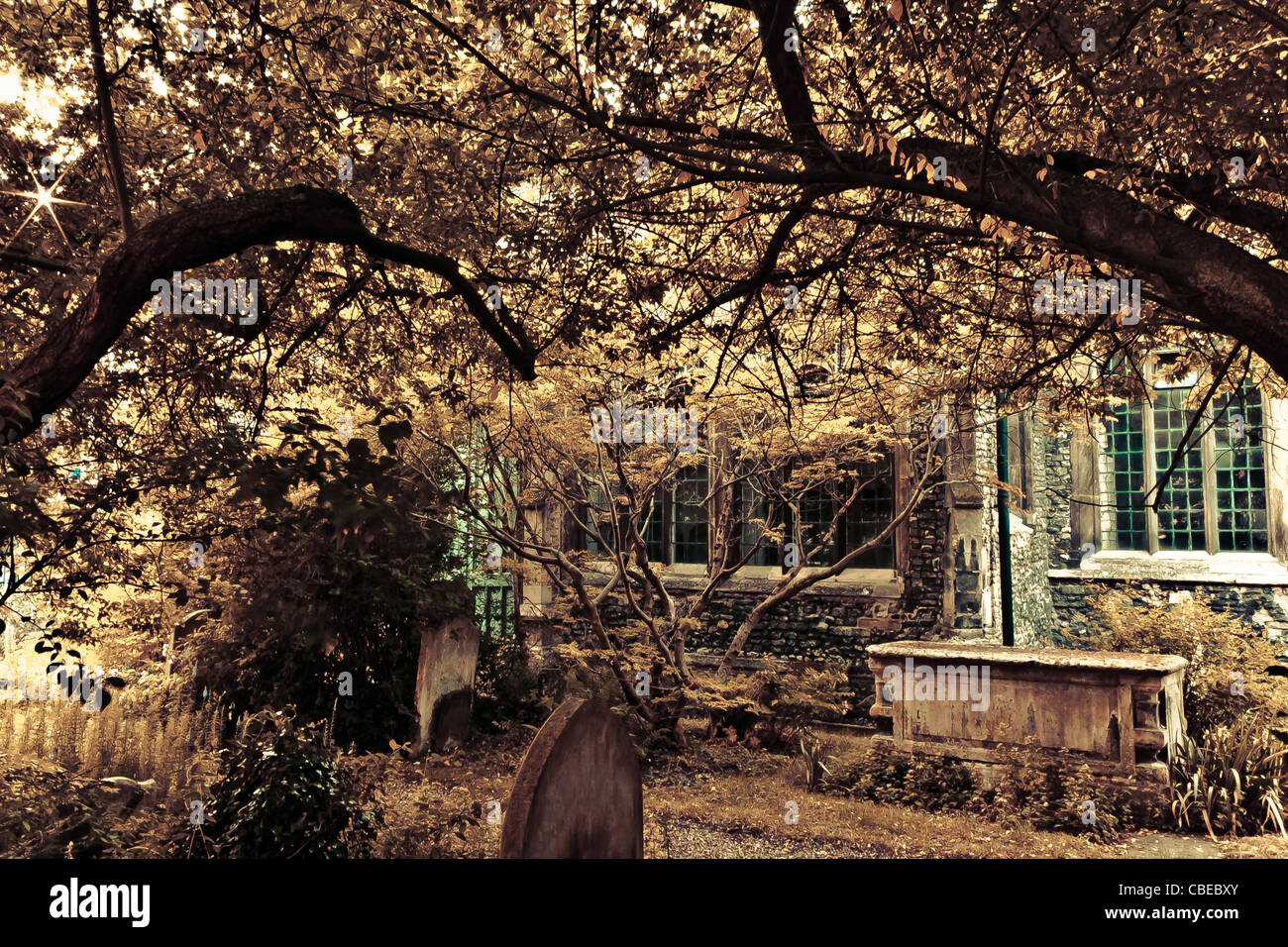 Autumn Fall graveyard Stock Photo - Alamy