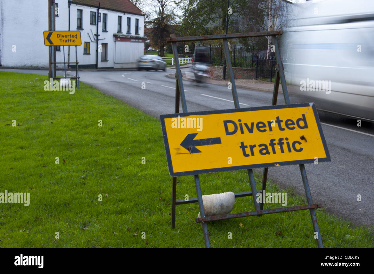 Diverted Traffic sign Stock Photo - Alamy Diverted Traffic sign Stock Photo - Alamy