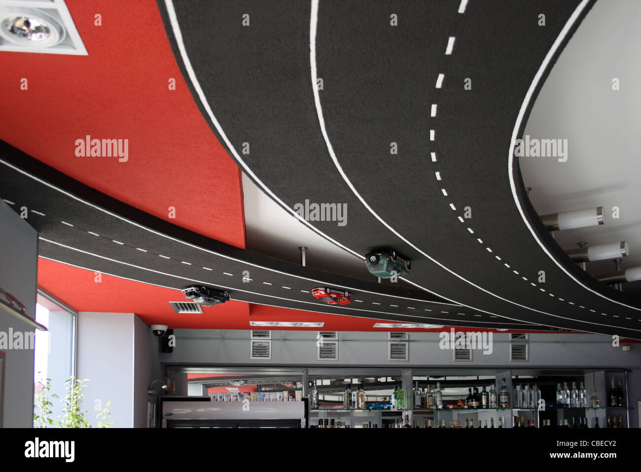 ceiling is decorated in a highway, in a cafe Stock Photo - Alamy