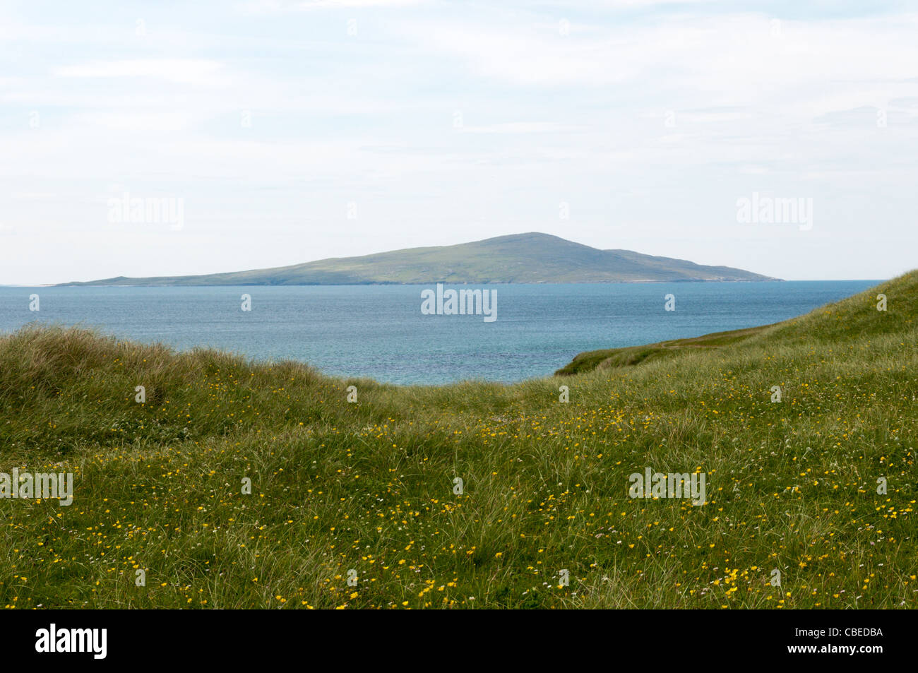 The island of Pabbay seen from South Harris in the Outer Hebrides Stock ...