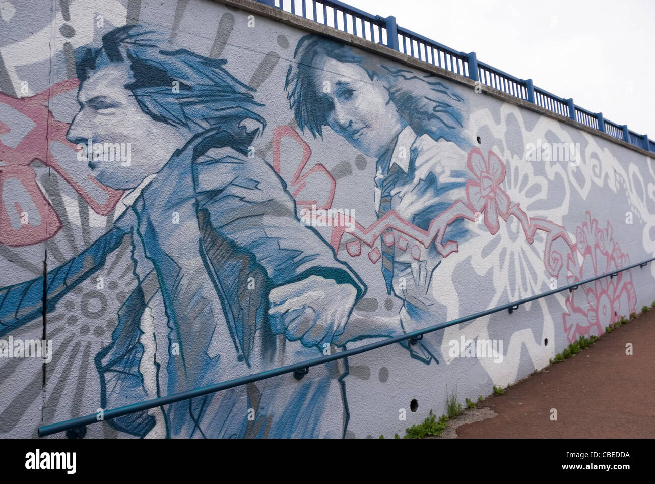 Blue Painted Mural of Diverse Ethnic School Children, The Underpass ...