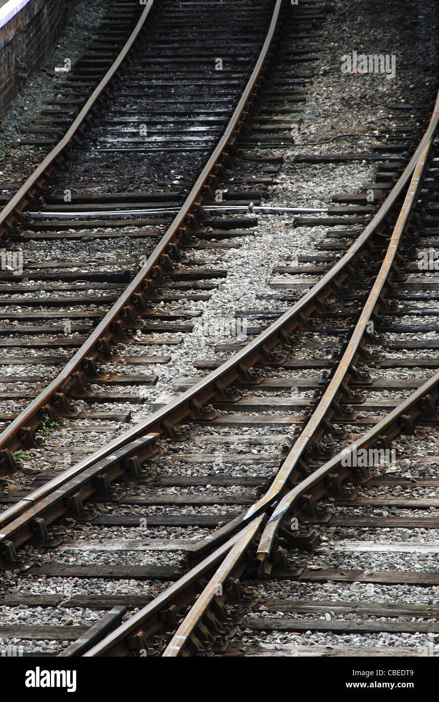 Railway tracks at a change over point UK Stock Photo - Alamy