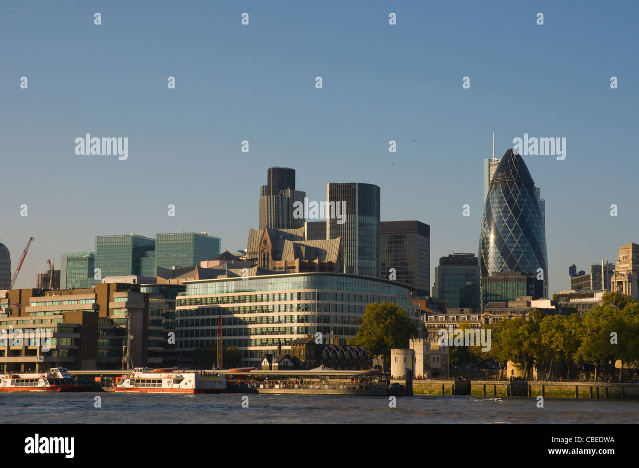 The City financial district with the River Thames in foreground London ...