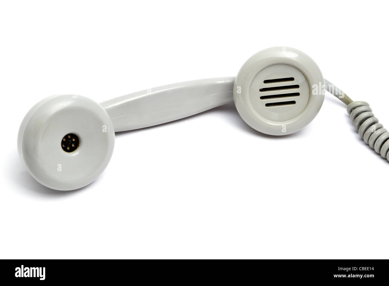 Old gray telephone receiver isolated on white background Stock Photo ...