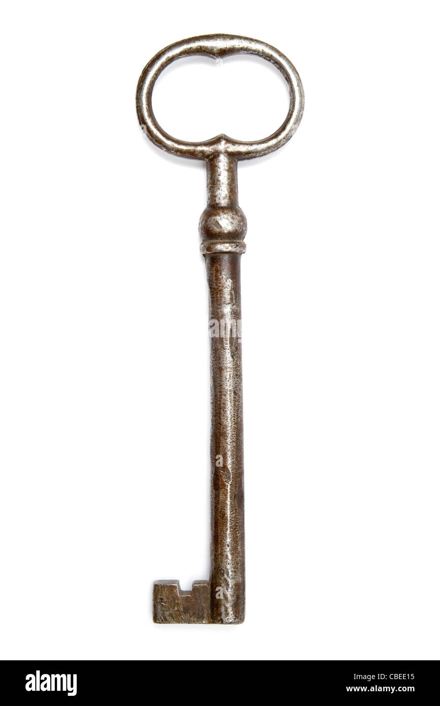 Big old key closeup on white background Stock Photo - Alamy