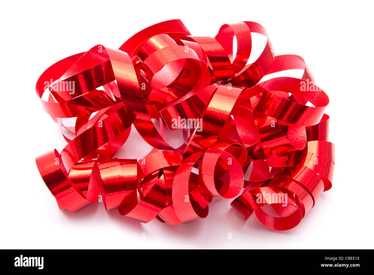 Red Decorative Ribbon Closeup On White Background Stock Photo - Alamy
