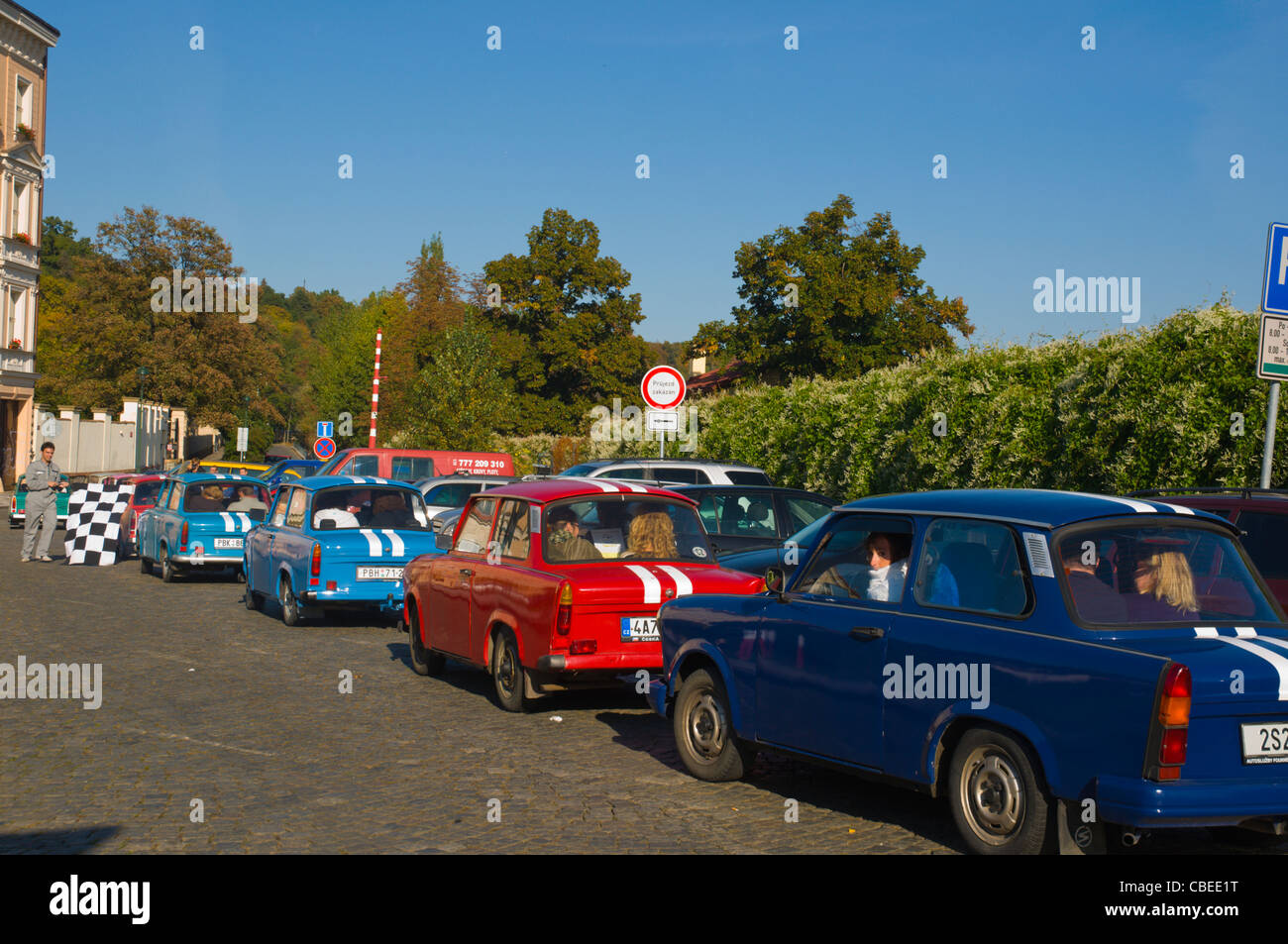 Trabant cars at start of a race Prague Czech Republic Europe Stock ...