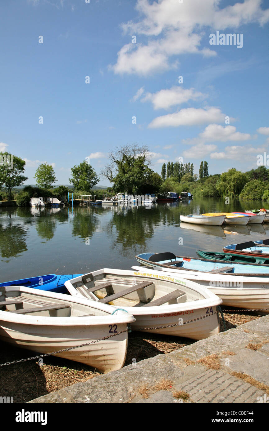 Pleasure boats for hire on the River Frome at Wareham Stock Photo - Alamy