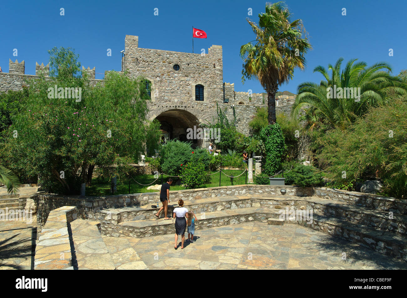 The inner courtyard of Marmaris castle, Muğla province, Turkey Stock ...