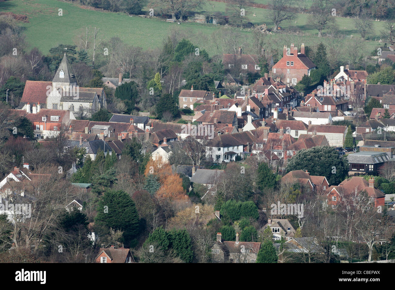 View of Ditchling Village from the South Downs. Picture by James ...