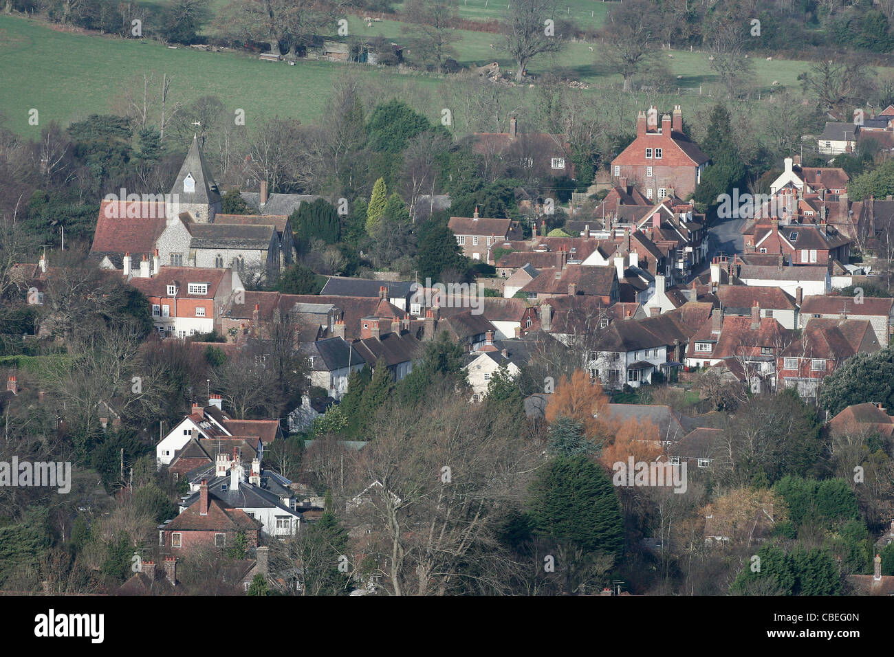 View of Ditchling Village from the South Downs. Picture by James ...