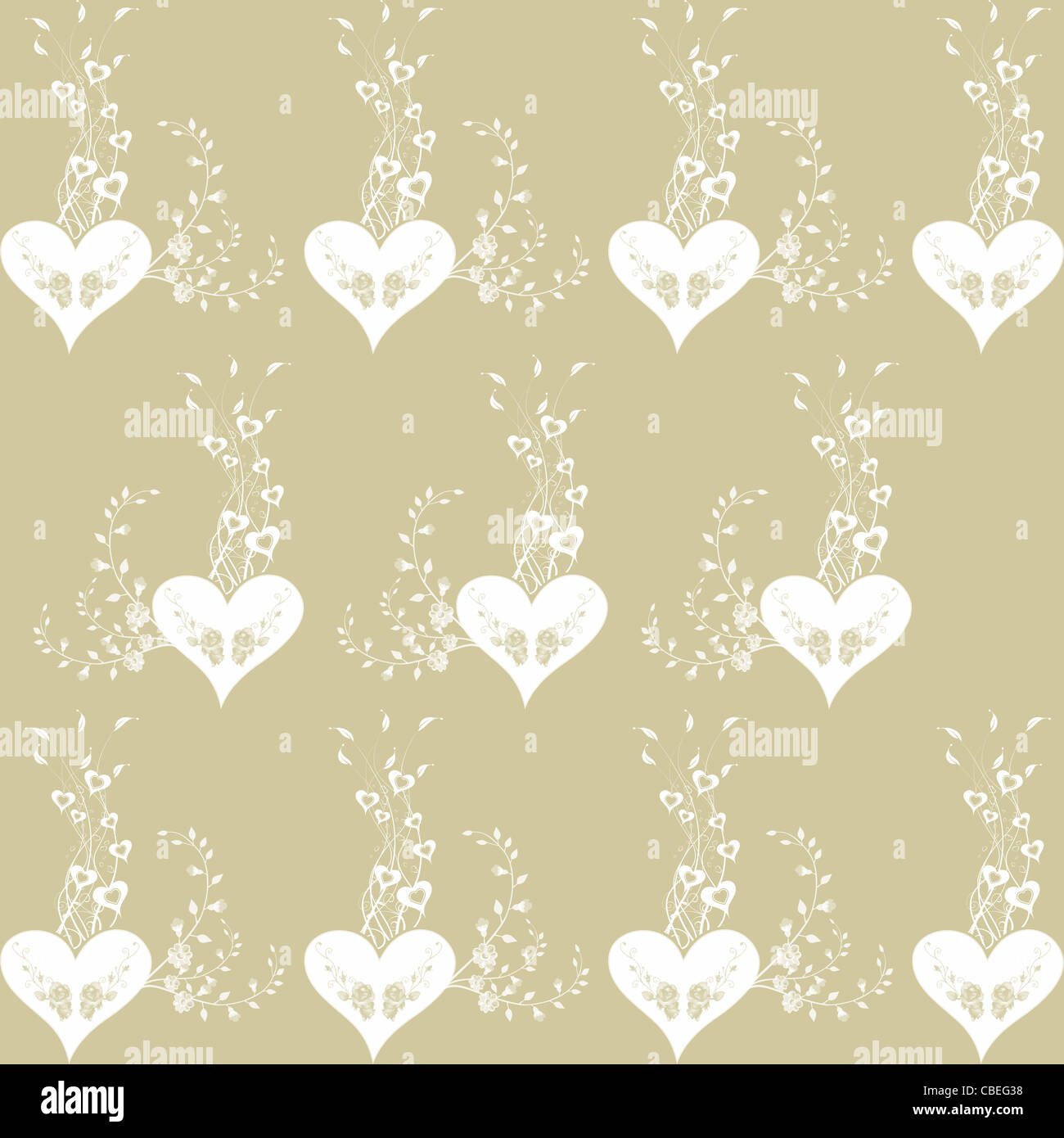 Background of seamless floral and heart pattern Stock Photo - Alamy