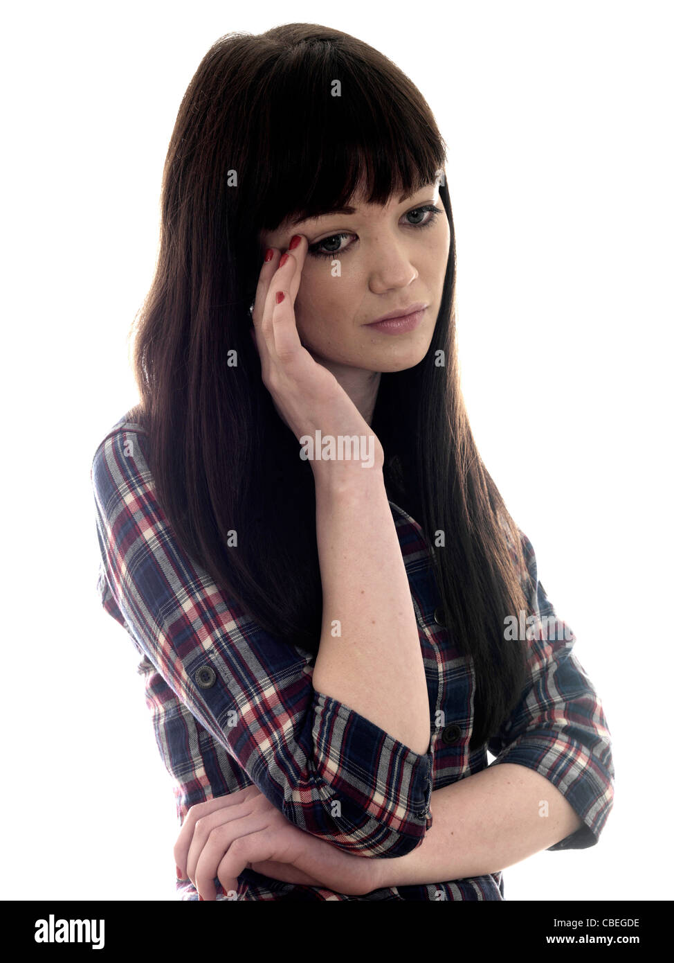 Unhappy Moody Young Woman With Headache. Model Released Stock Photo - Alamy