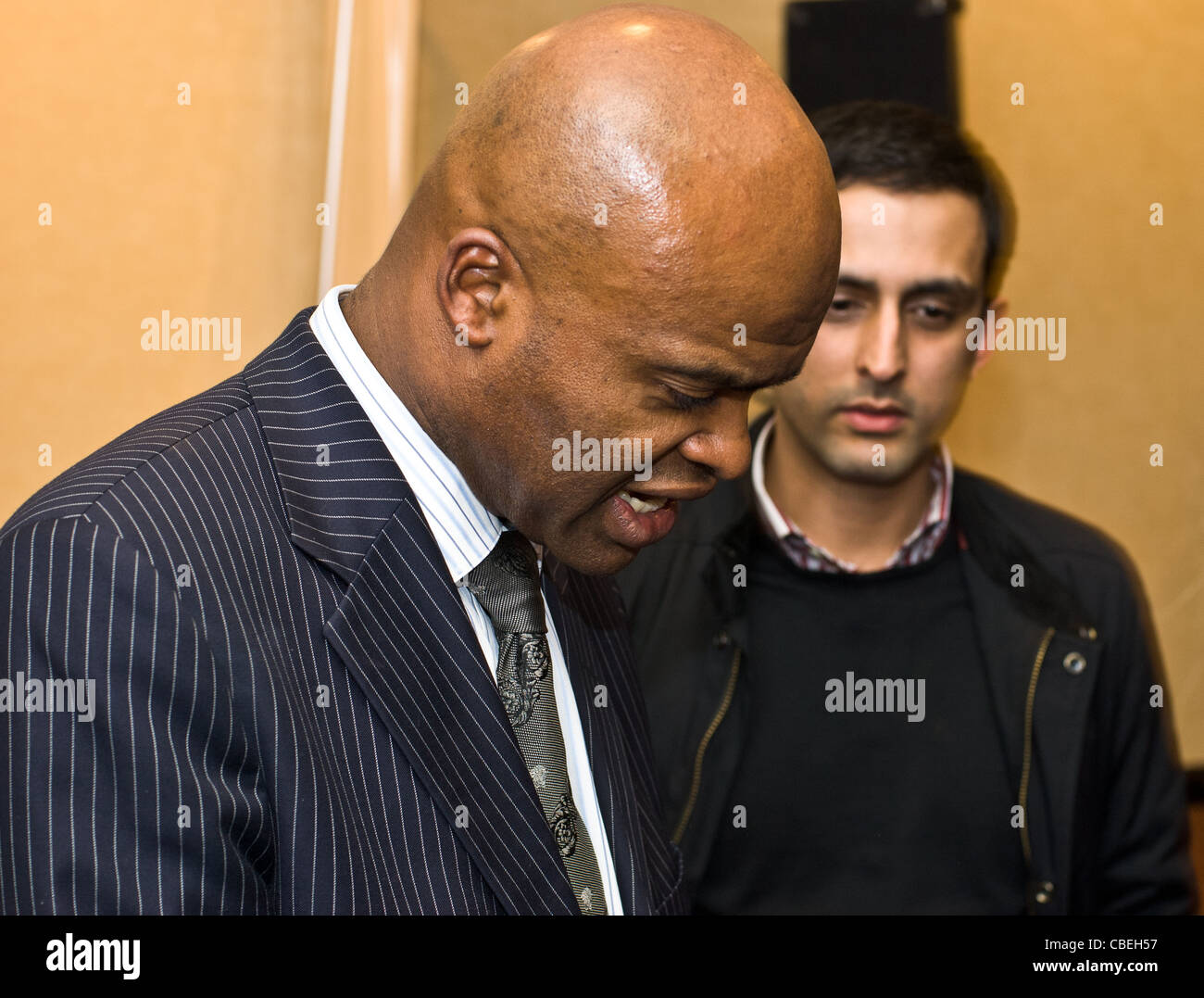 Kriss Akabusi at a recent business conference as guest speaker Stock ...