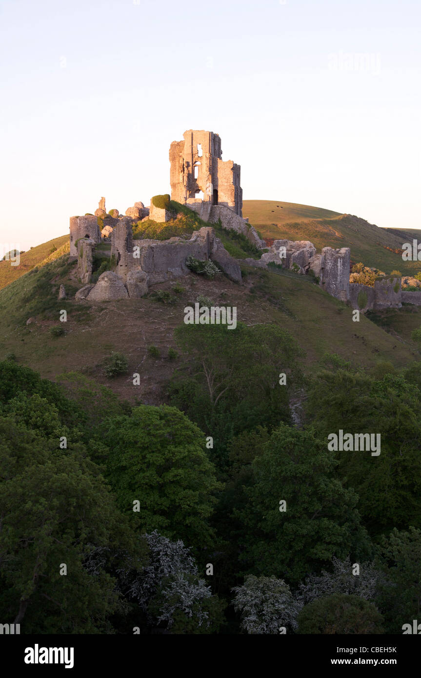 The great rugged ruins of an ancient Norman fortress dominate a ...