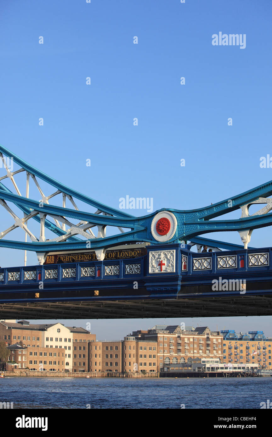 Tower Bridge with St Katherine's Dock behind, in London, England, UK ...