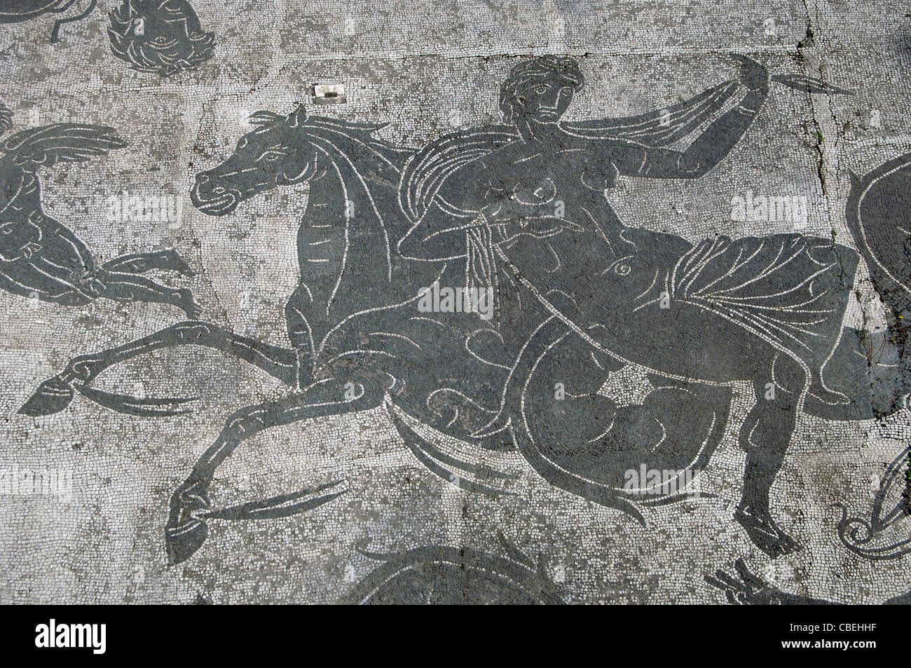 Amphitrite on a hippocampus with Hymenaeus and Tritons. Mosaic at the ...