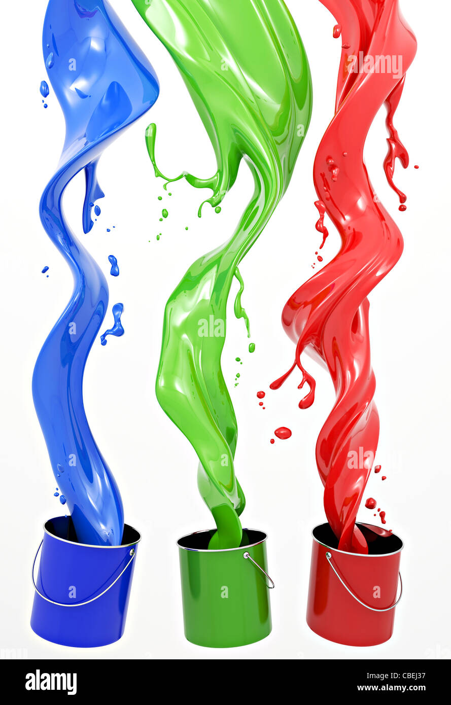 Definition of RGB color system. Three colors in the form of liquid on a ...