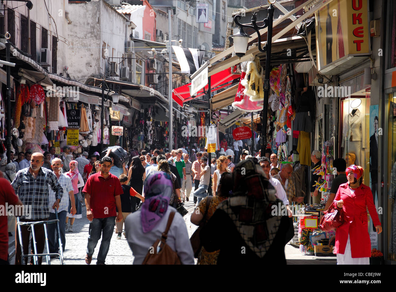 ISTANBUL, TURKEY. A busy, colourful street scene in the Cagaloglu ...