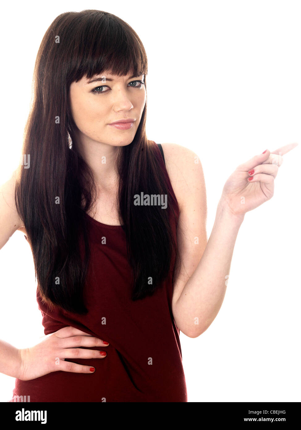 Young Woman Pointing. Model Released Stock Photo - Alamy