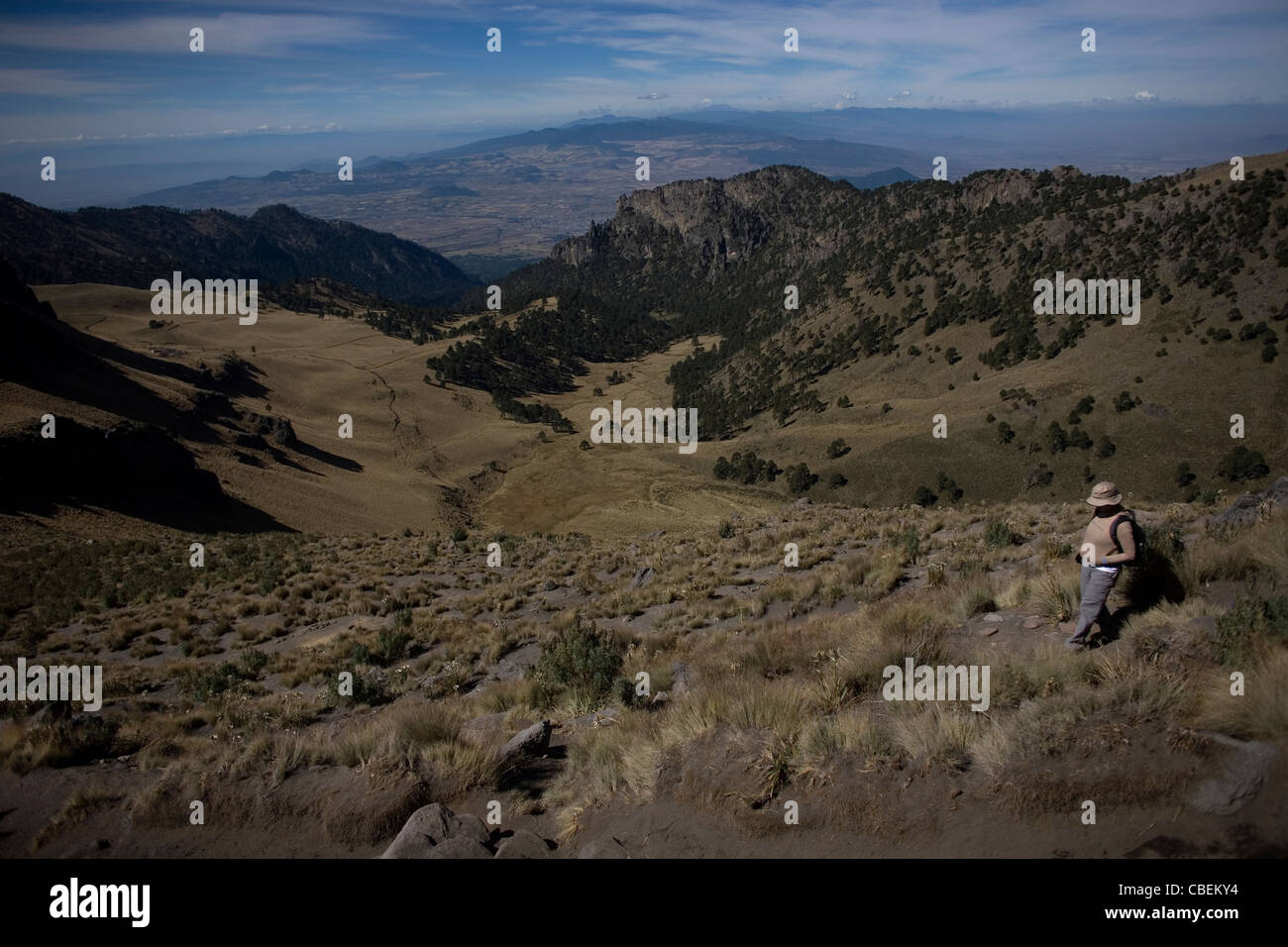 A tourist walks during a trekking trip to the Volcano "Ixta" in the ...