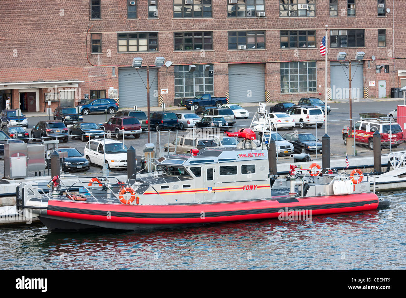 FDNY fire boat Bravest docked in the Brooklyn Navy Yard in New York ...